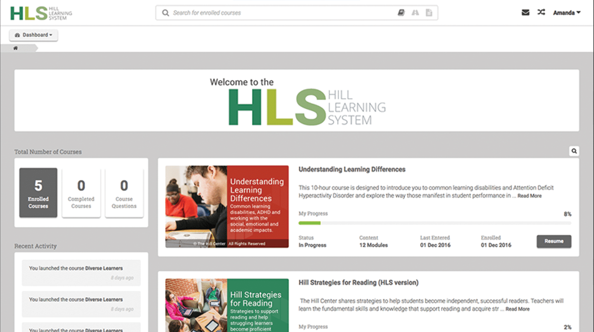 Hill Learning Center LMS Design – The Farthest Pixel